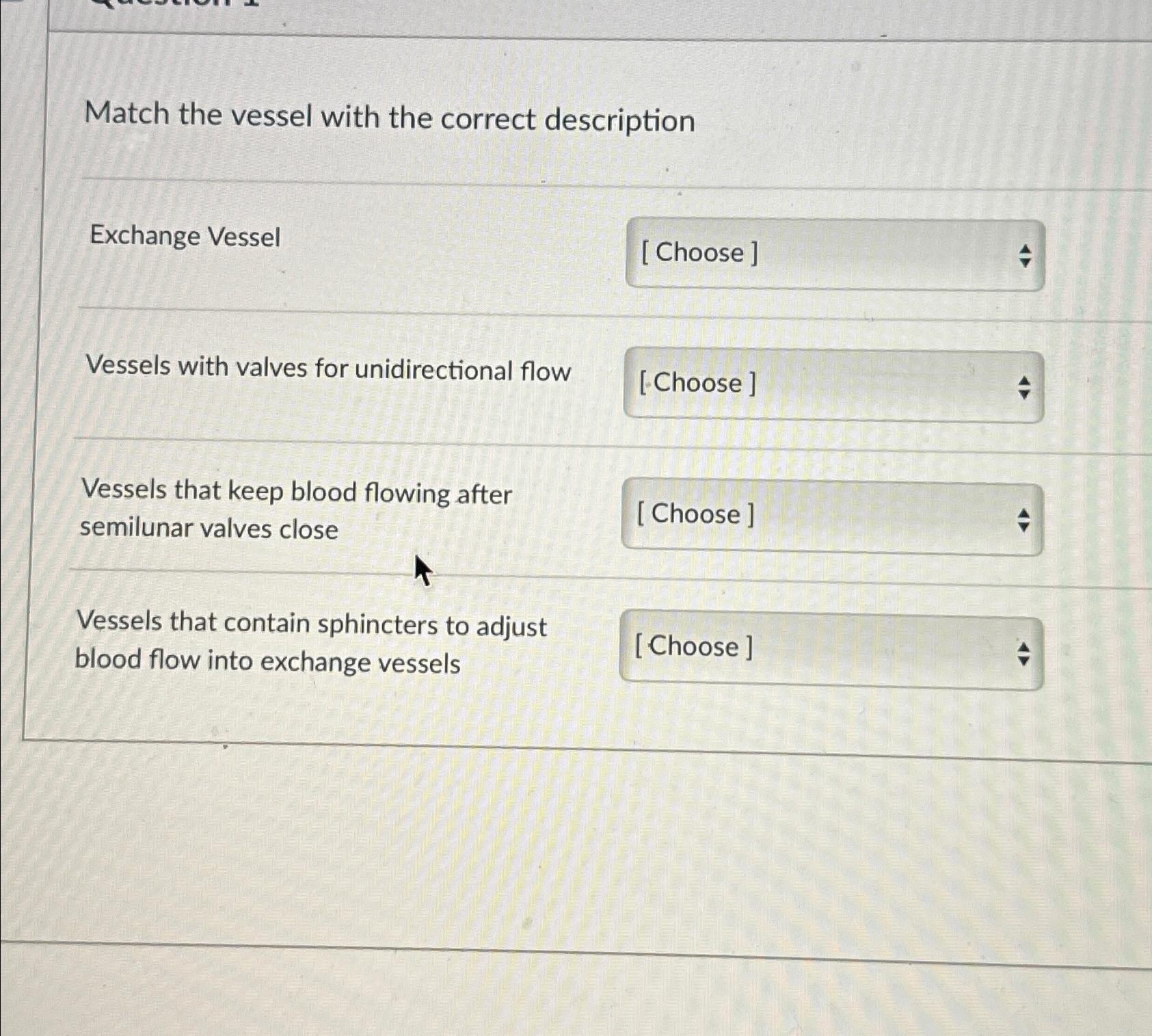 Solved Match the vessel with the correct descriptionExchange | Chegg.com
