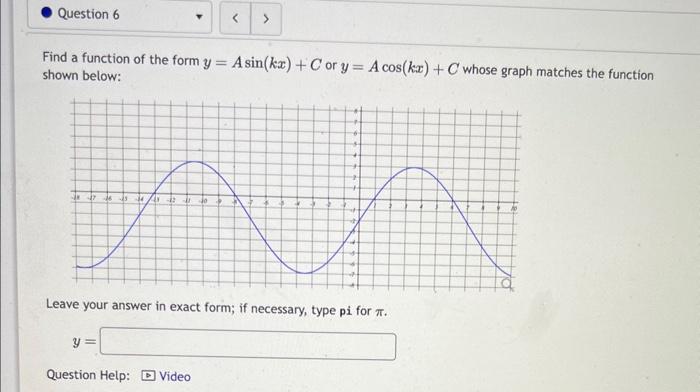 Solved Find a function of the form y=Asin(kx) or y=Acos(kx) | Chegg.com
