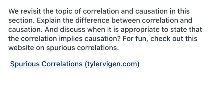 Solved We revisit the topic of correlation and causation in | Chegg.com