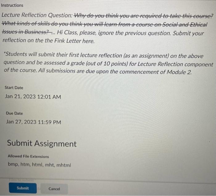 Lecture Reflection Question: Why do you think you are | Chegg.com