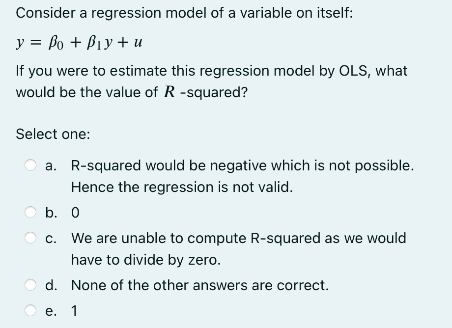 Consider a regression model of a variable on | Chegg.com