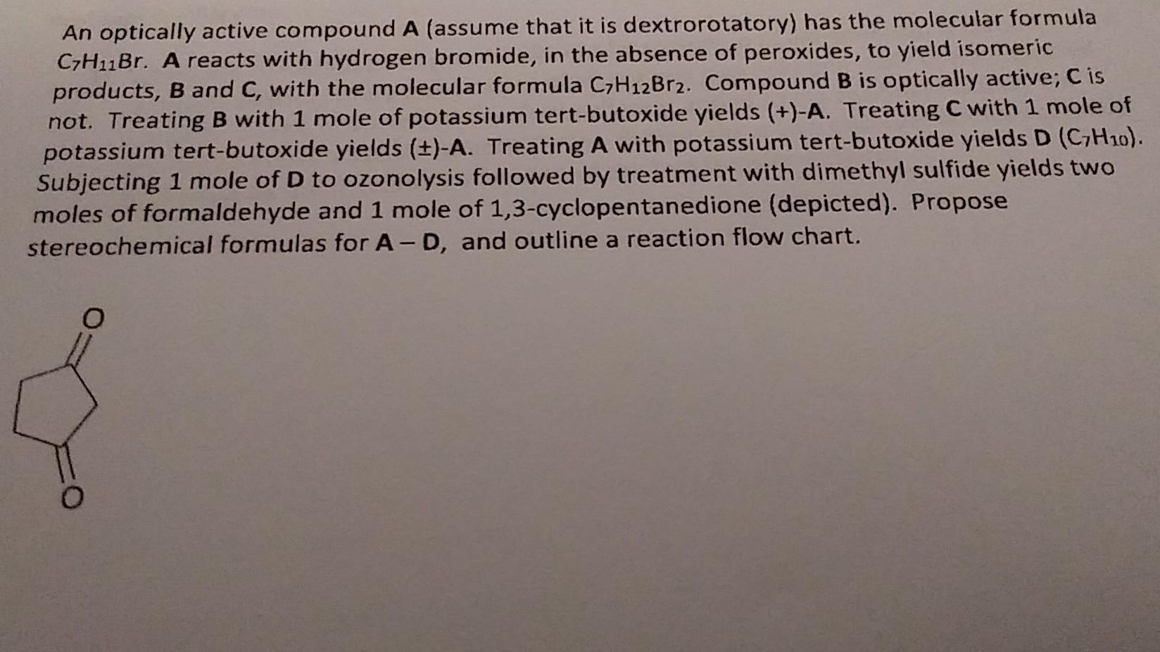 Solved An optically active compound A (assume that it is | Chegg.com