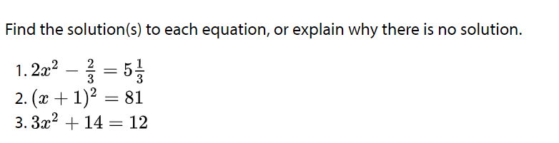 Solved Find the solution(s) ﻿to each equation, or explain | Chegg.com