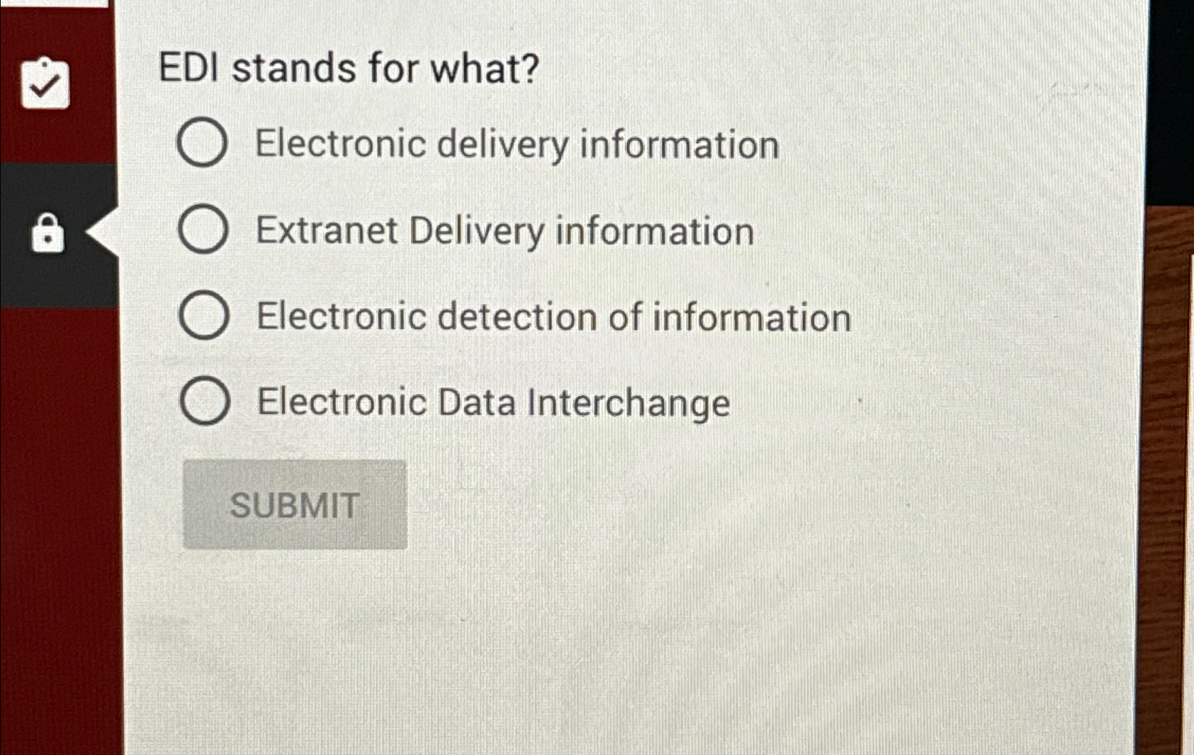 Solved EDI stands for what?Electronic delivery | Chegg.com