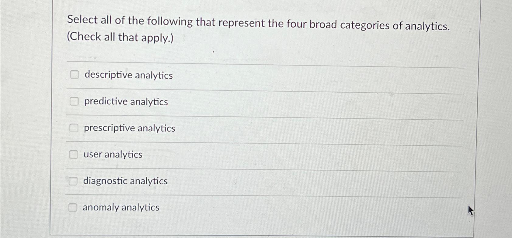 Solved Select all of the following that represent the four | Chegg.com