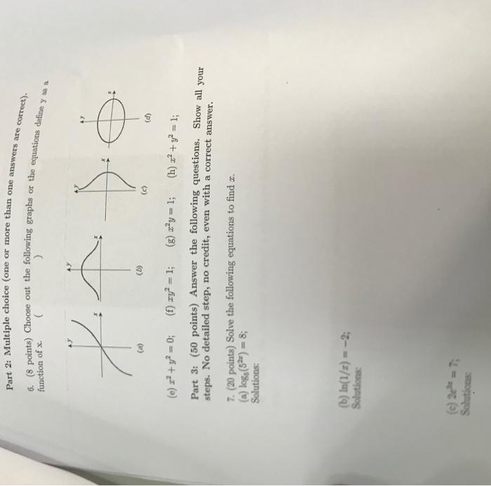 Solved Part 2 : Multiple choice one or more than one answers | Chegg.com