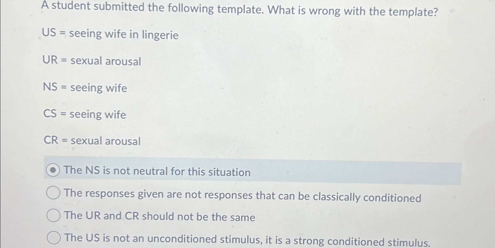 Solved A student submitted the following template. What is | Chegg.com