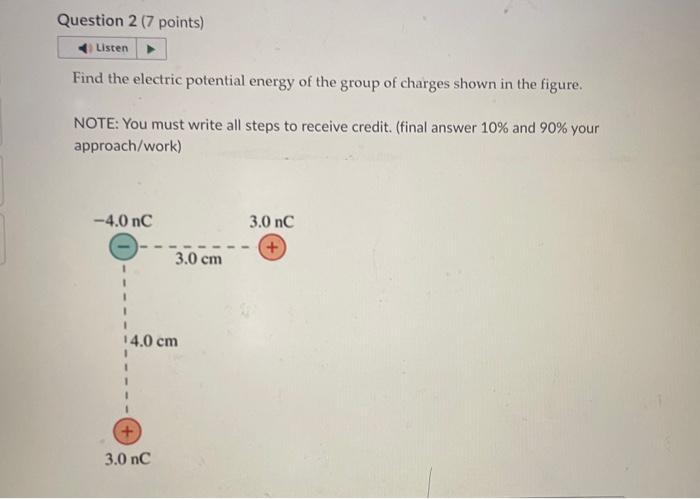 Solved Find the electric potential energy of the group of | Chegg.com