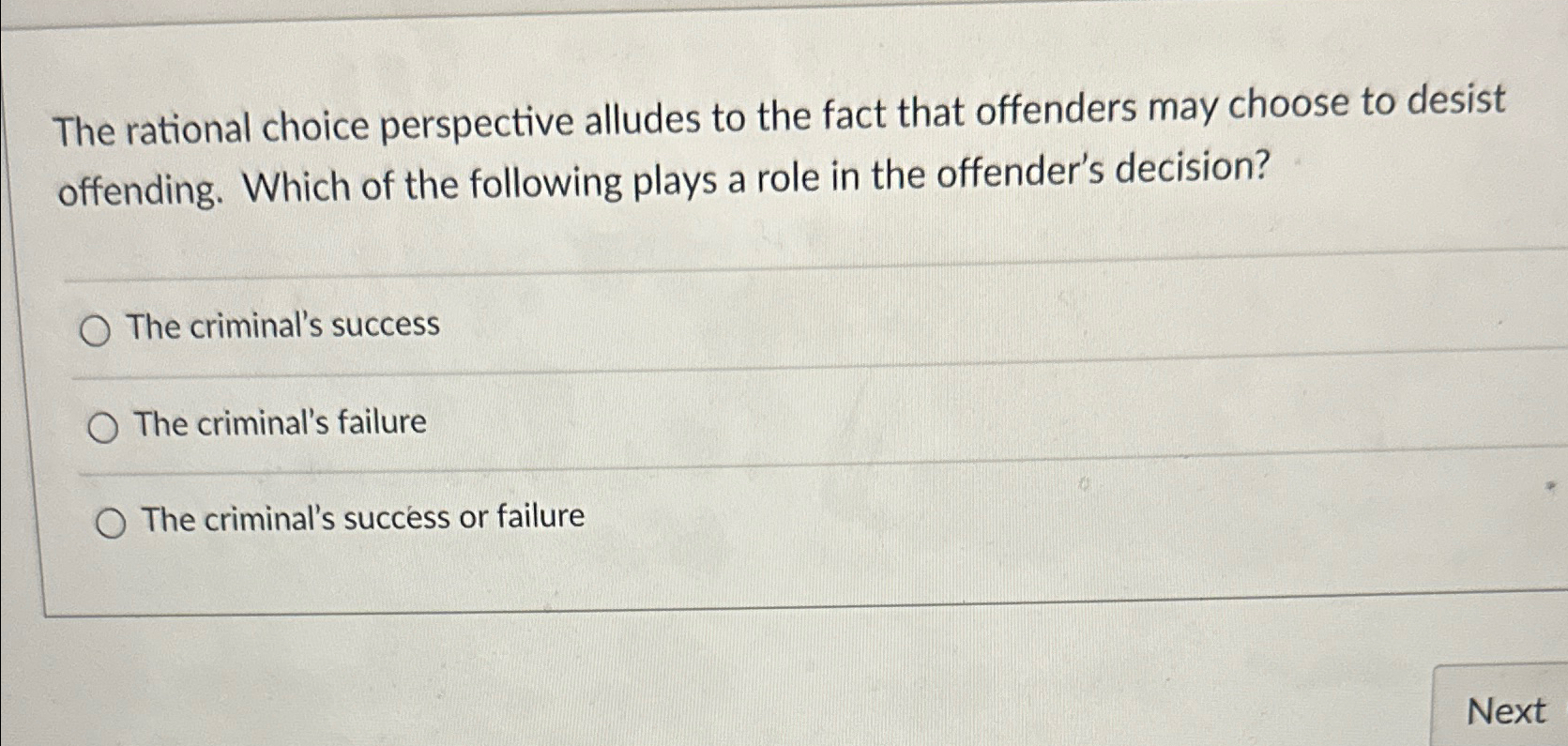 Solved The rational choice perspective alludes to the fact | Chegg.com