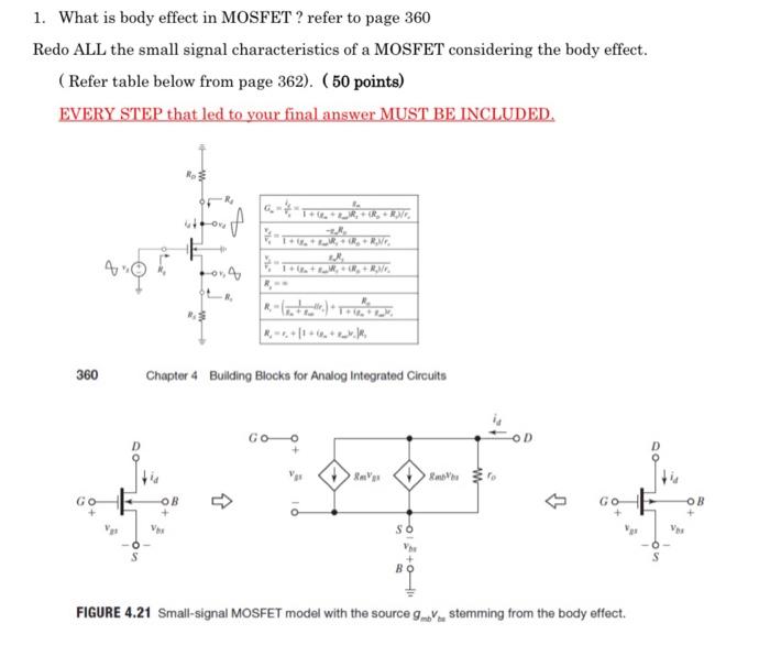 1. What is body effect in MOSFET ? refer to page 360 | Chegg.com