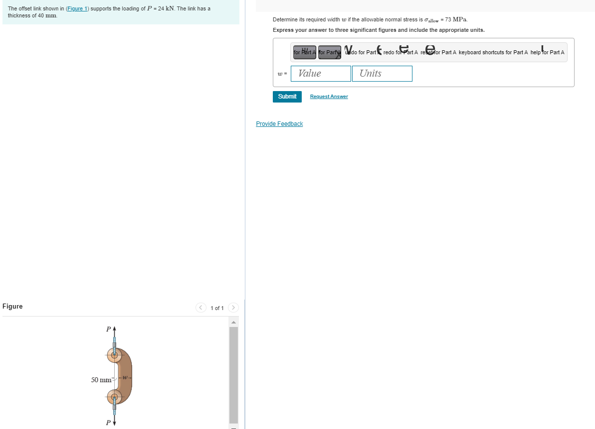 Solved Determine its required width w ﻿if the allowable | Chegg.com