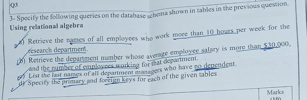 Solved Q33- ﻿Specify the following queries on the database | Chegg.com