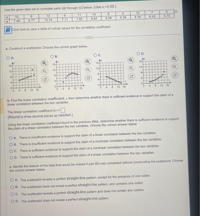 Solved Use the given data set to complete parts (a) through | Chegg.com