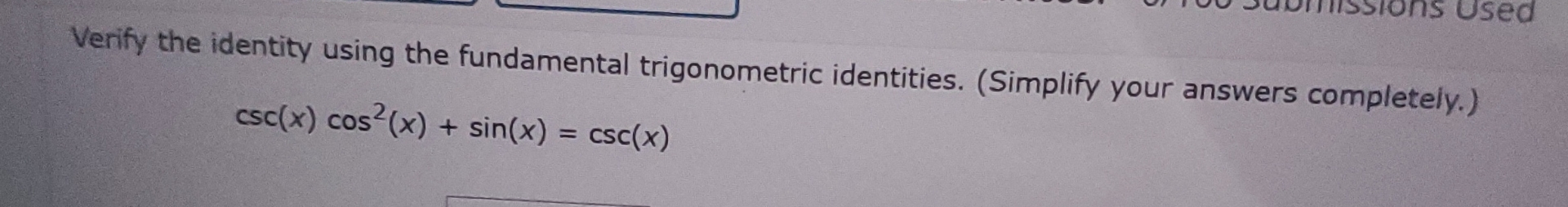 Solved Verify the identity using the fundamental | Chegg.com