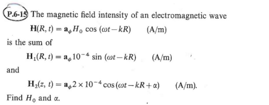 Solved P.6-15) The magnetic field intensity of an | Chegg.com