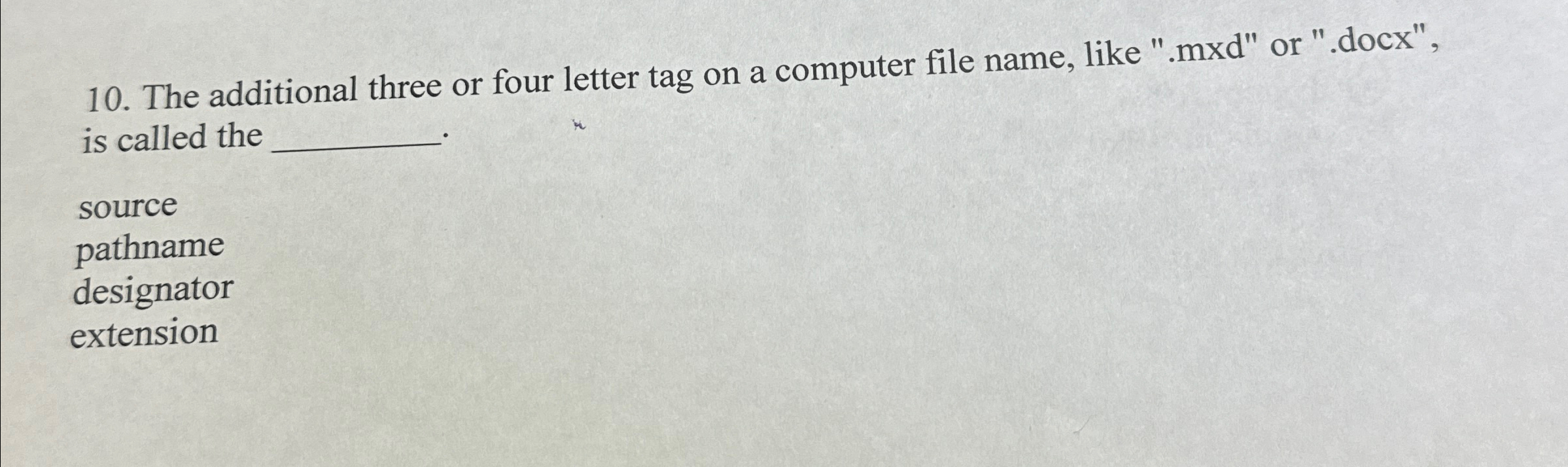 Solved The additional three or four letter tag on a computer | Chegg.com