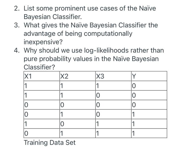 Solved 2. List some prominent use cases of the Naïve | Chegg.com