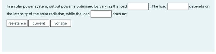 Solved In a solar power system, output power is optimised by | Chegg.com