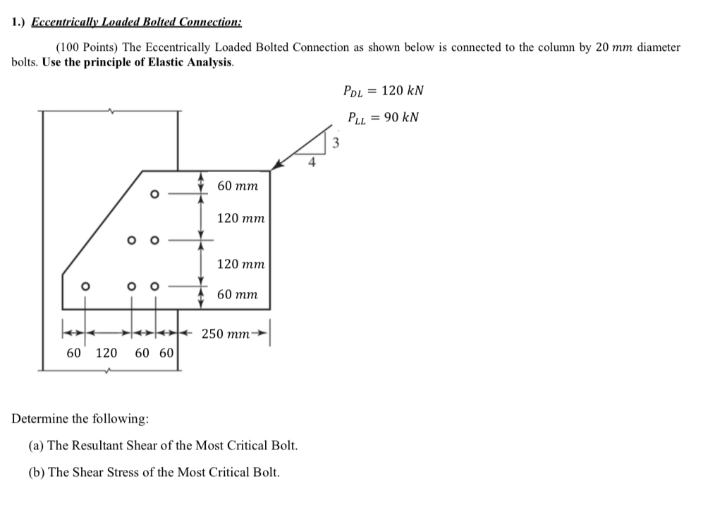 Solved The Eccentrically Loaded Bolted Connection as shown | Chegg.com