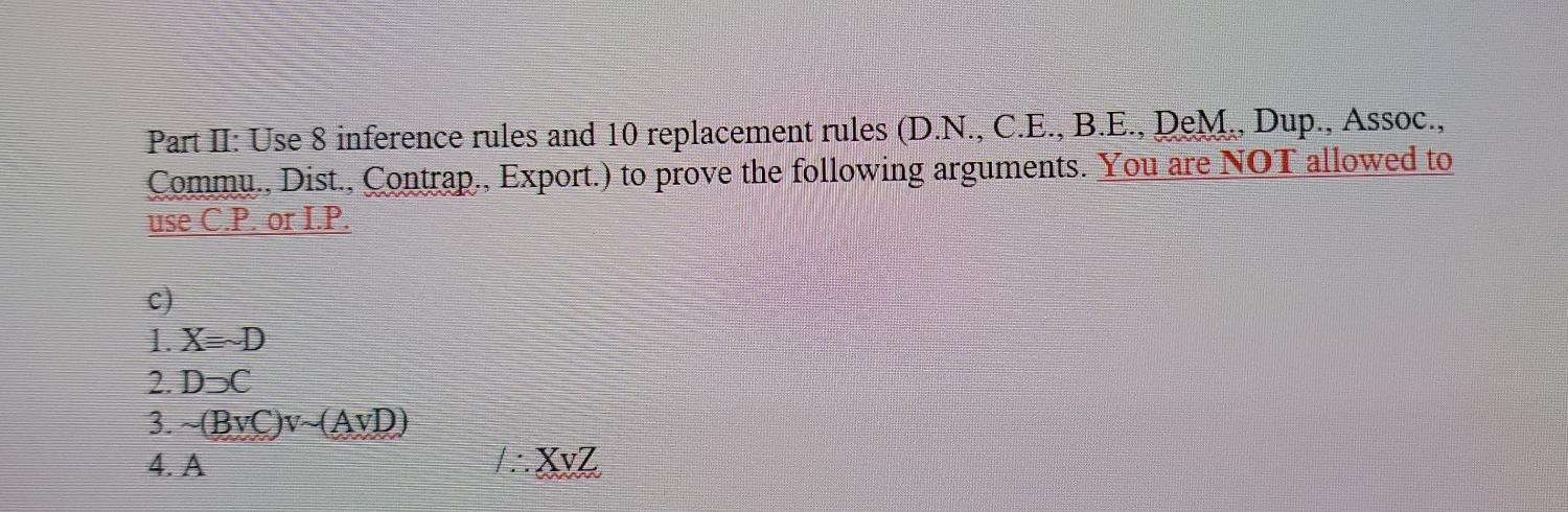 Solved Part II: Use 8 inference rules and 10 replacement | Chegg.com