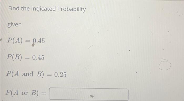 Solved Find the indicated Probability given | Chegg.com