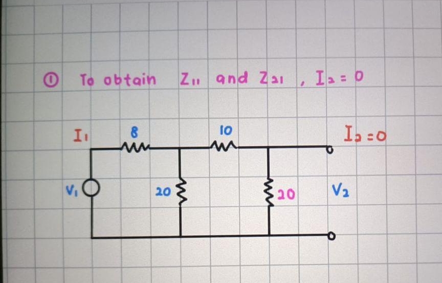 Solved (1) ﻿To obtain Z11 ﻿and Z21,I2=0 | Chegg.com