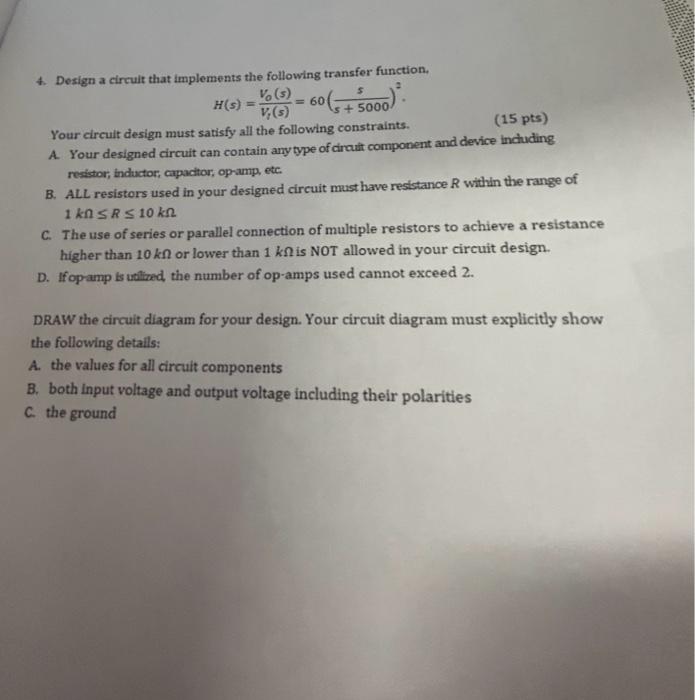 Solved 4. Design a circuit that implements the following | Chegg.com