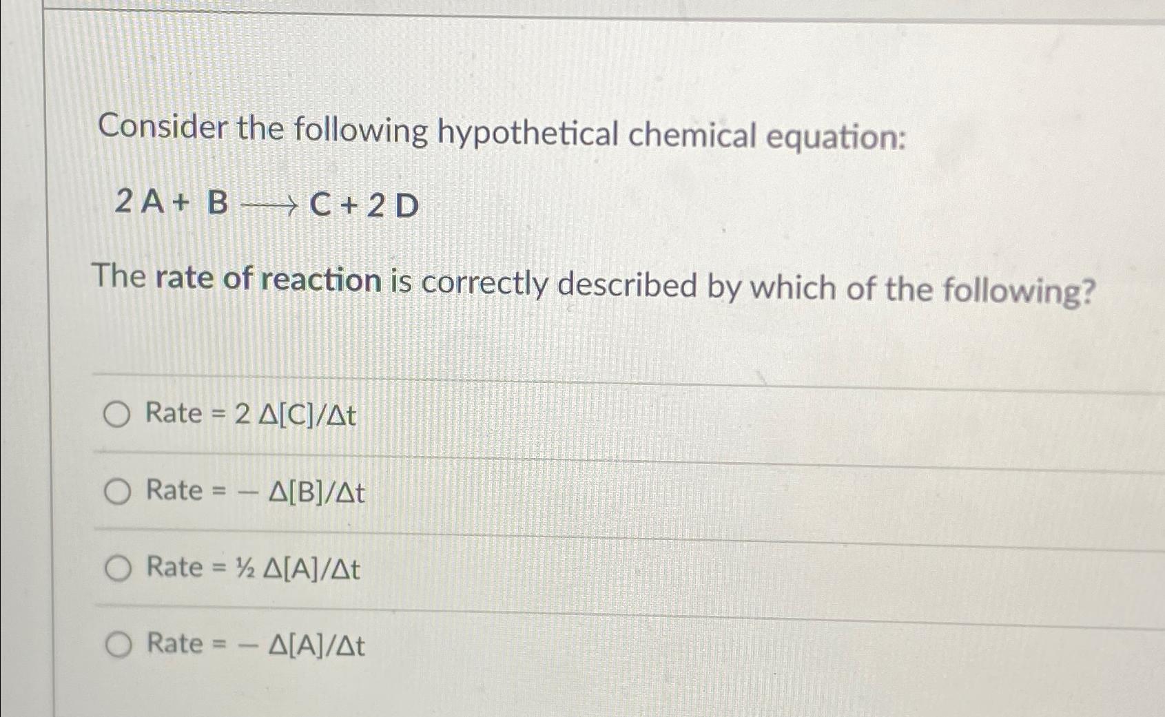 Consider the following hypothetical chemical | Chegg.com