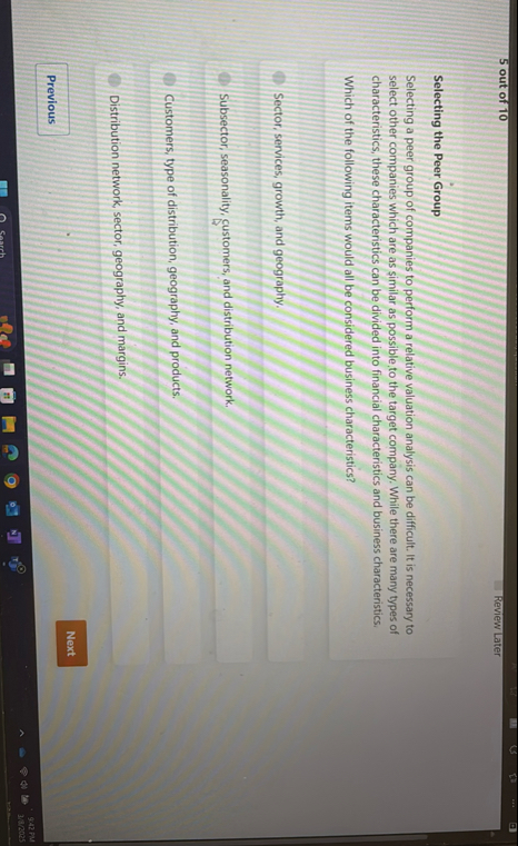 Solved 5 ﻿out of 10Review LaterSelecting the Peer | Chegg.com