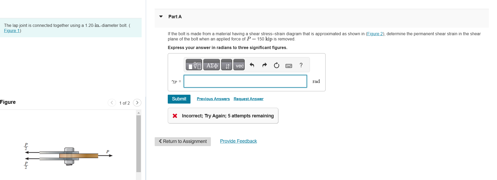 Part AThe lap joint is ﻿connected together using | Chegg.com