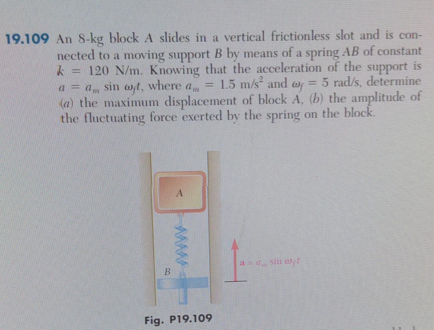 Solved 19.109 An 8-kg block A slides in a vertical | Chegg.com