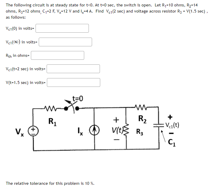 Solved The following circuit is at steady state for t