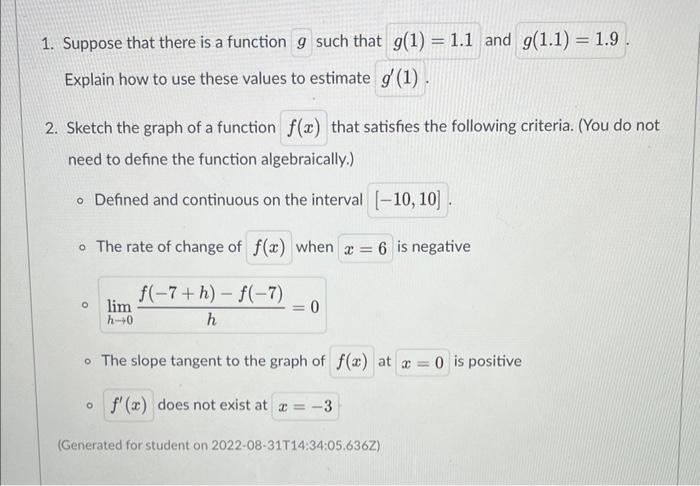 Solved 1. Suppose that there is a function such that | Chegg.com