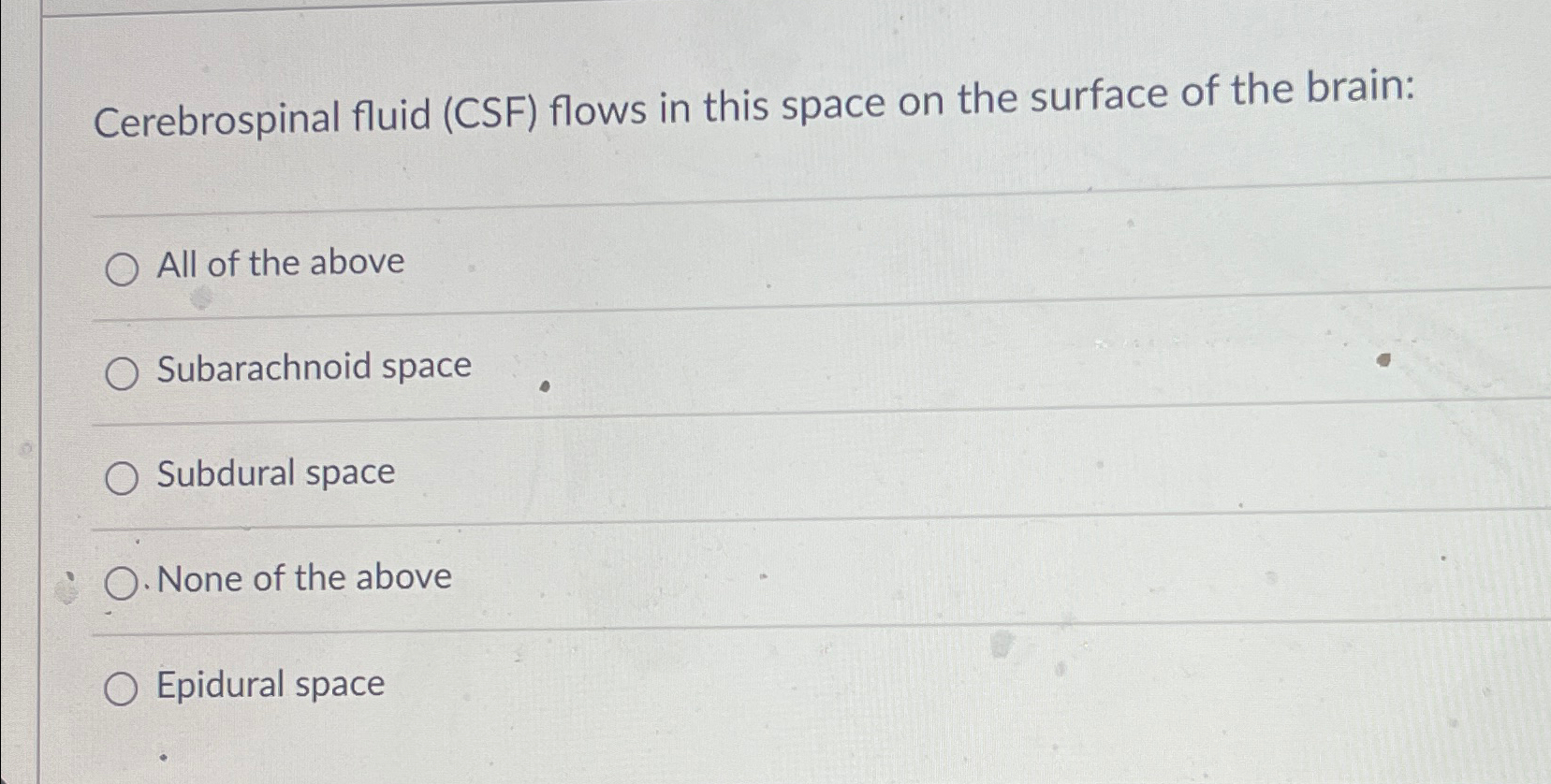 Solved Cerebrospinal fluid (CSF) ﻿flows in this space on the | Chegg.com