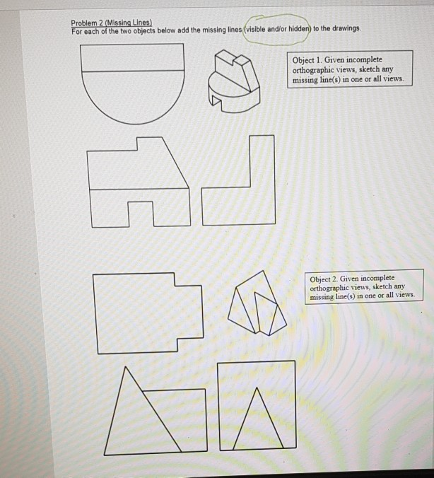 Solved Problem 2 (Missing Lines) For each of the two objects | Chegg.com
