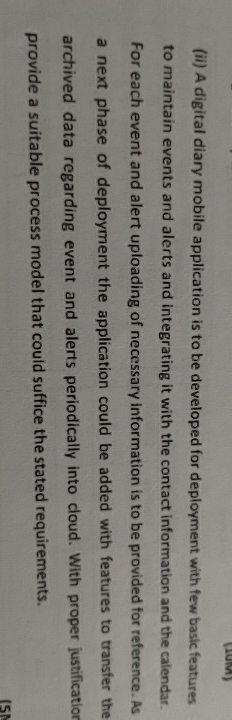 Solved (ii) ﻿A digital diary mobile application is to be | Chegg.com