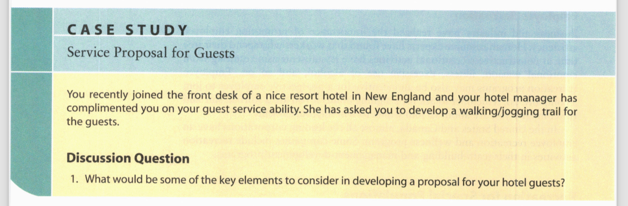 Solved CASE STUDYService Proposal for GuestsYou recently | Chegg.com