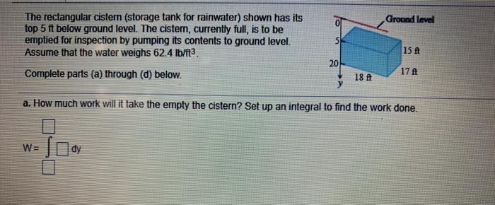 Solved Ground level The rectangular cistern (storage tank | Chegg.com