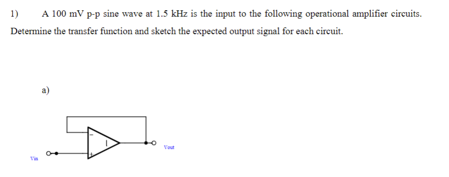 Solved A 100mV ﻿p-p sine wave at 1.5kHz ﻿is the input to the | Chegg.com