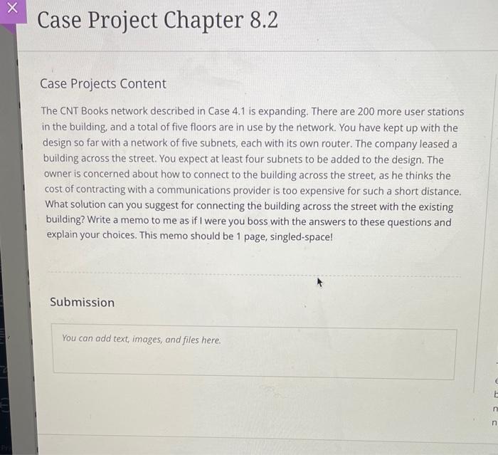Solved Case Projects Content The CNT Books network described | Chegg.com