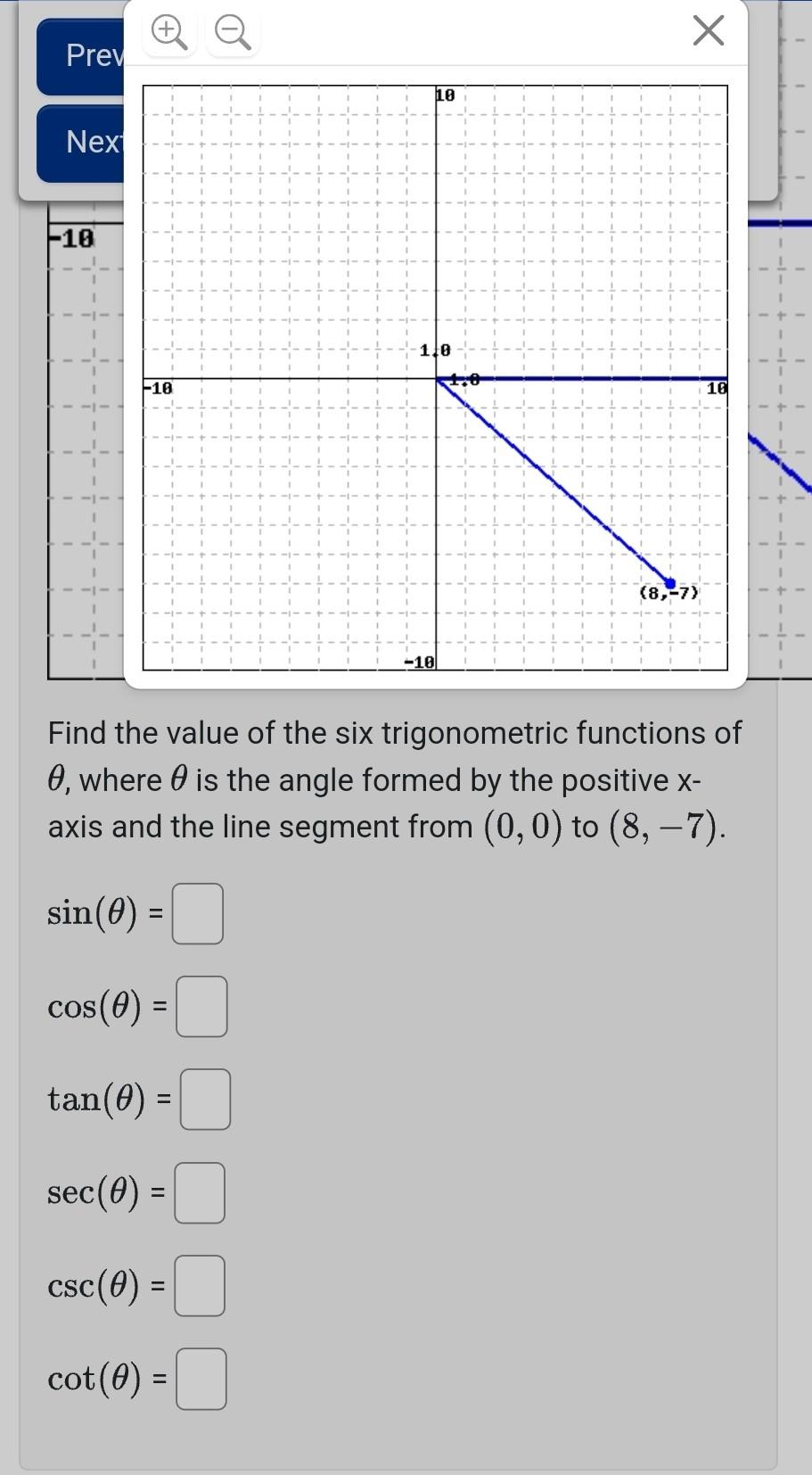 Solved Find The Value Of The Six Trigonometric Functions Of