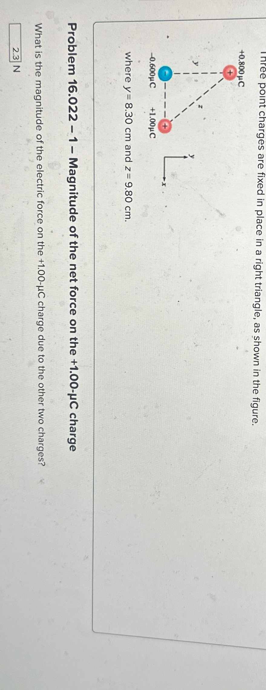 Solved Three point charges are fixed in place in a right | Chegg.com