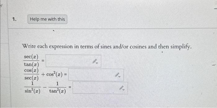 Solved Write each expression in terms of sines and/or | Chegg.com