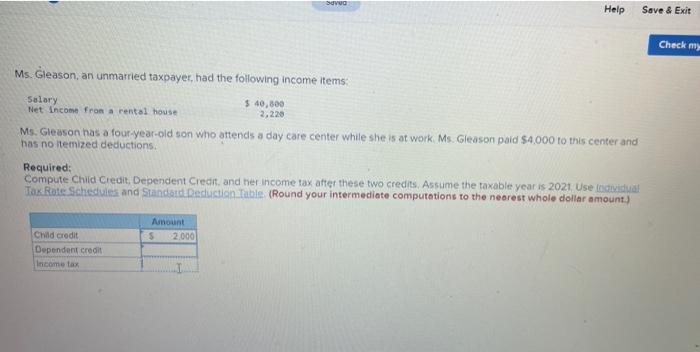 Solved SOVO Help Save & Exit Check my Ms. Gleason, an | Chegg.com