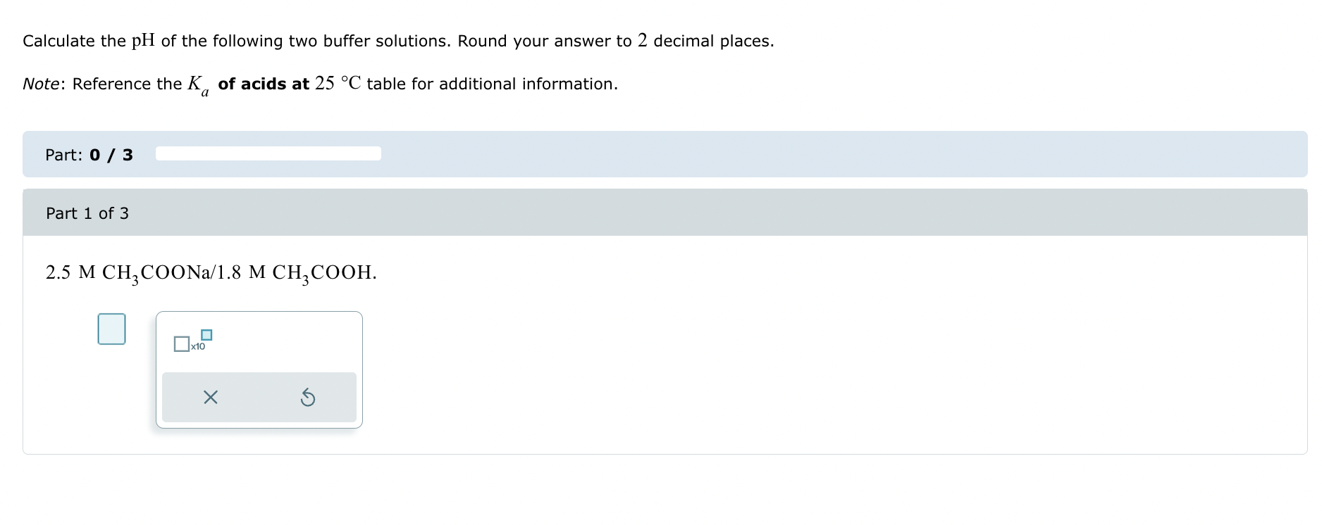 Solved Calculate the pH ﻿of the following two buffer | Chegg.com