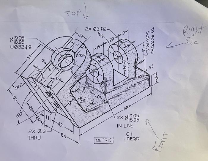 Solved Could someone draw this object on autocad in front | Chegg.com