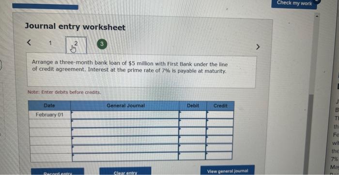 Solved Exercise 8-6 (Static) Record a line of credit (LO8-2) | Chegg.com