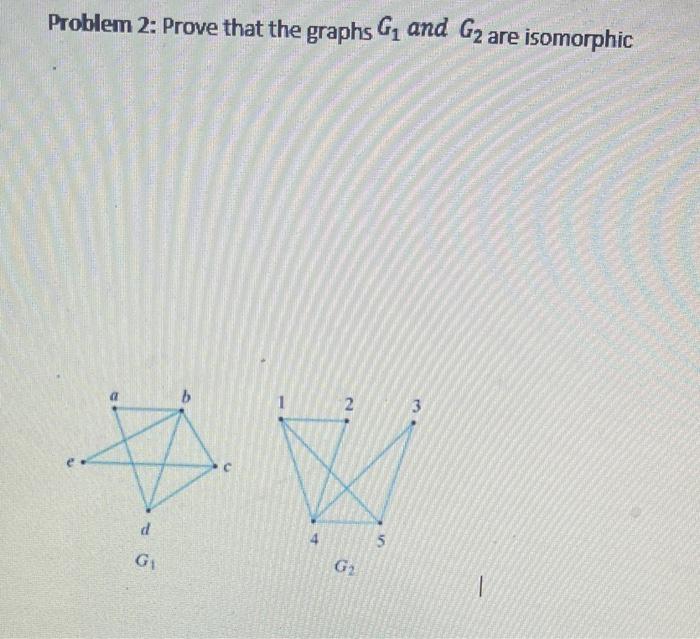 Solved Problem 2: Prove that the graphs G1 and G2 are | Chegg.com