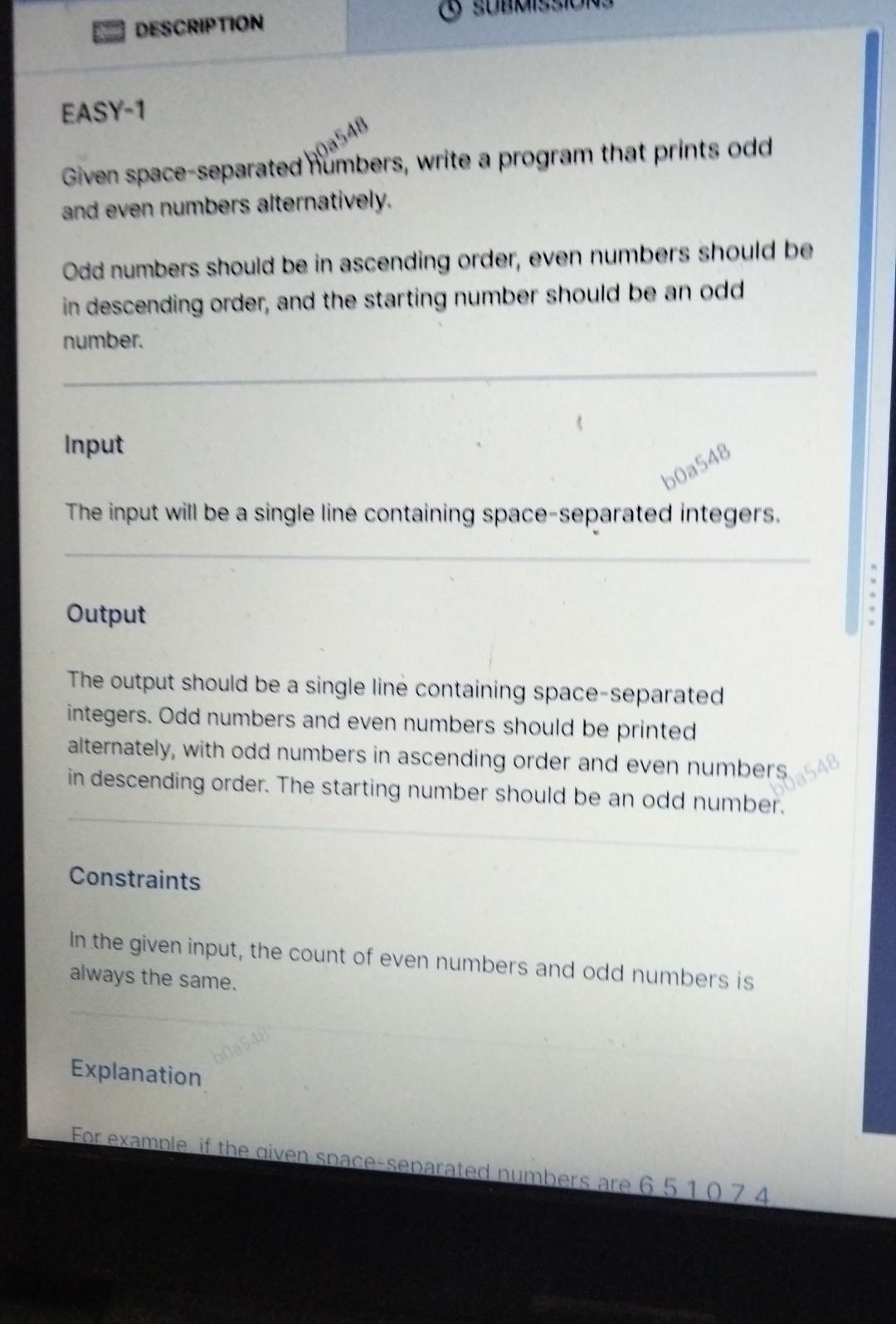 Solved EASY−1 Given space-separated humbers, write a program | Chegg.com