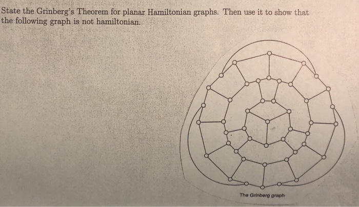 Solved State the Grinberg's Theorem for planar Hamiltonian | Chegg.com